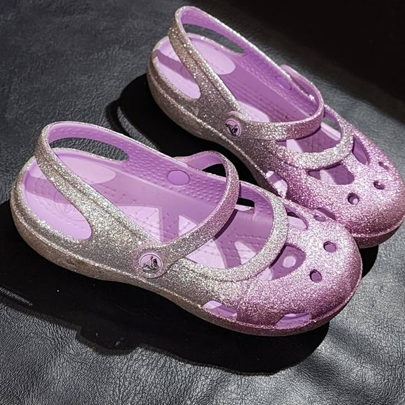 CROCS | Shoes | Crocs Girls Purple Glitter Shayna Mary Jane Shoes 1 ...